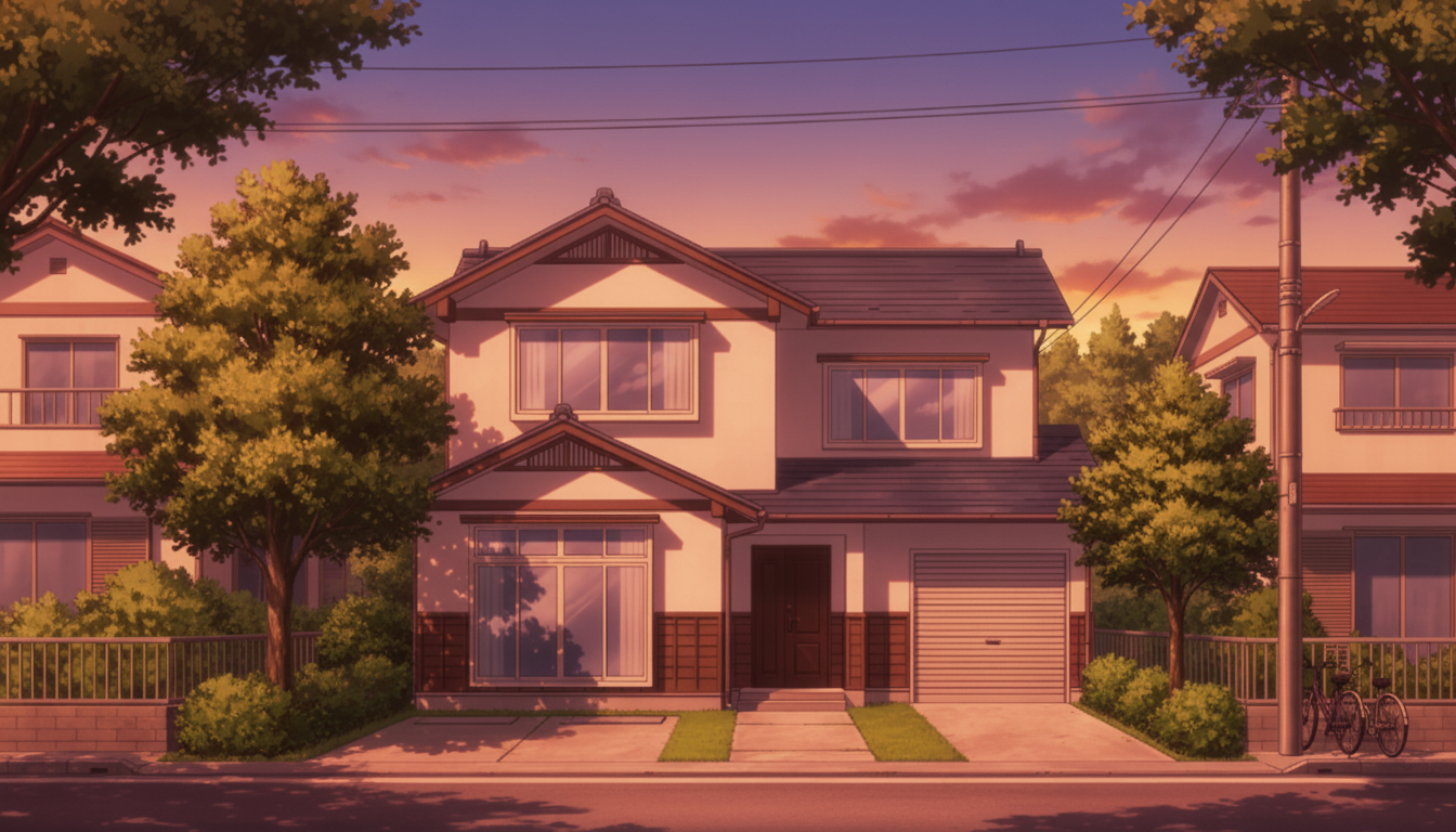 [Free Download] Detached House Background Illustrations (Landscape ...
