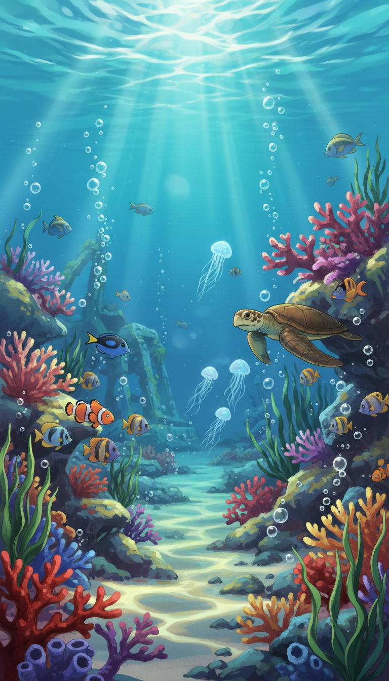 [Free Download] Underwater Background Illustrations (Portrait ...