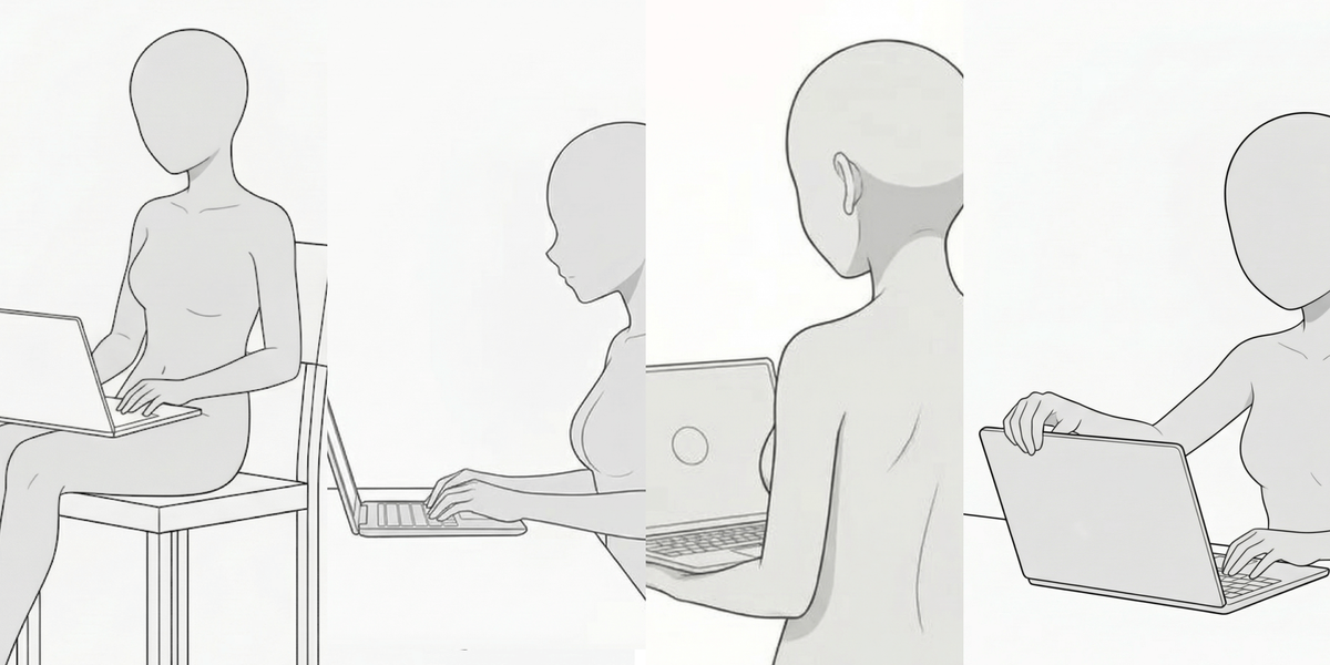 [Free Download] Female Laptop-Use Pose Pack — Free to Use (Commercial ...